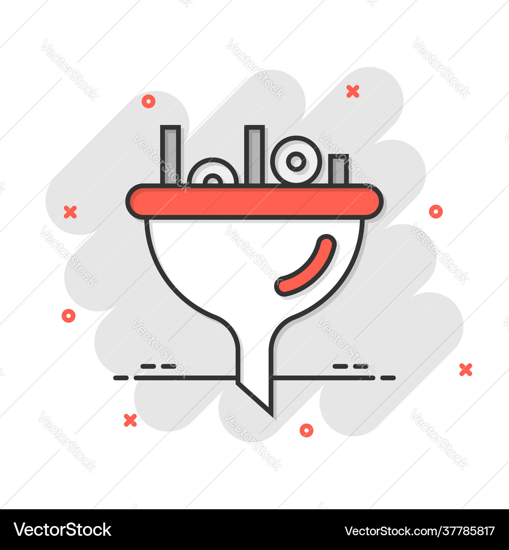 Filter icon in comic style funnel cartoon Vector Image