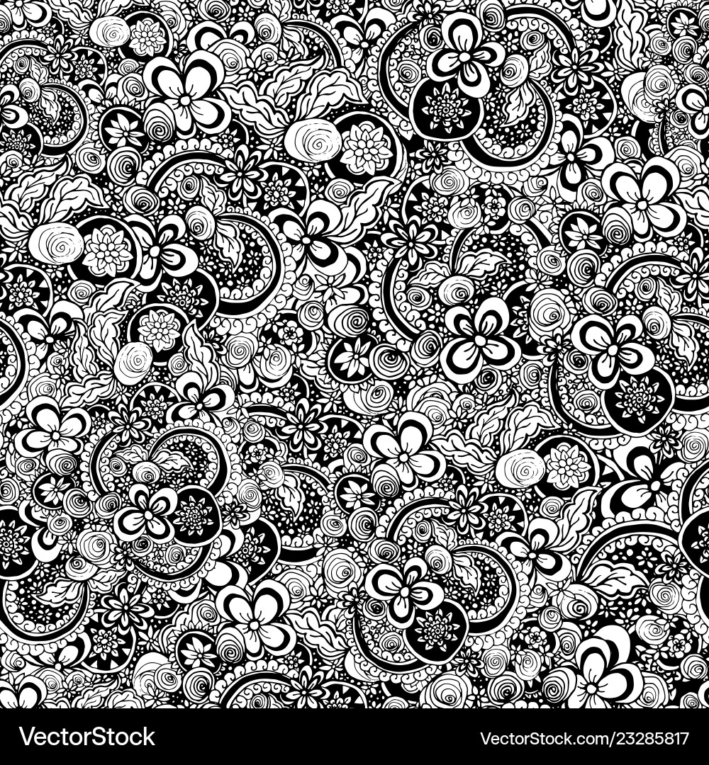 Floral and flowrer hand drawn abstract seamless Vector Image