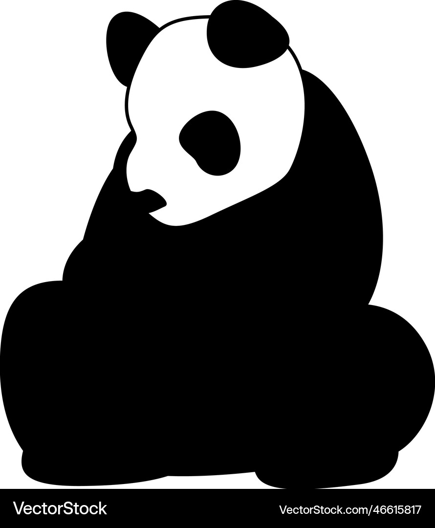 Giant panda bear silhouette bamboo charcoal Vector Image