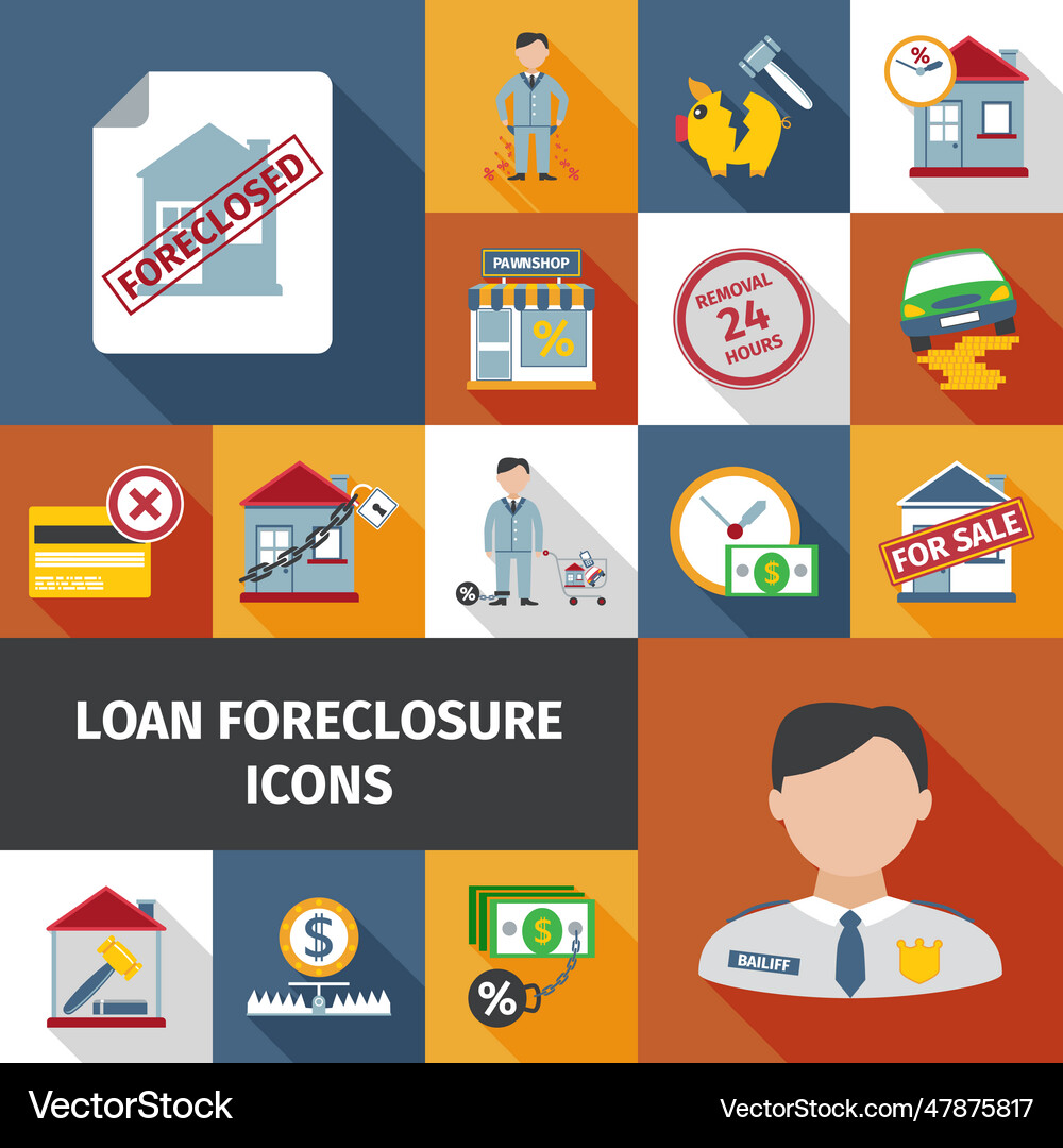 Loan foreclosure icons foreclosure icons Vector Image