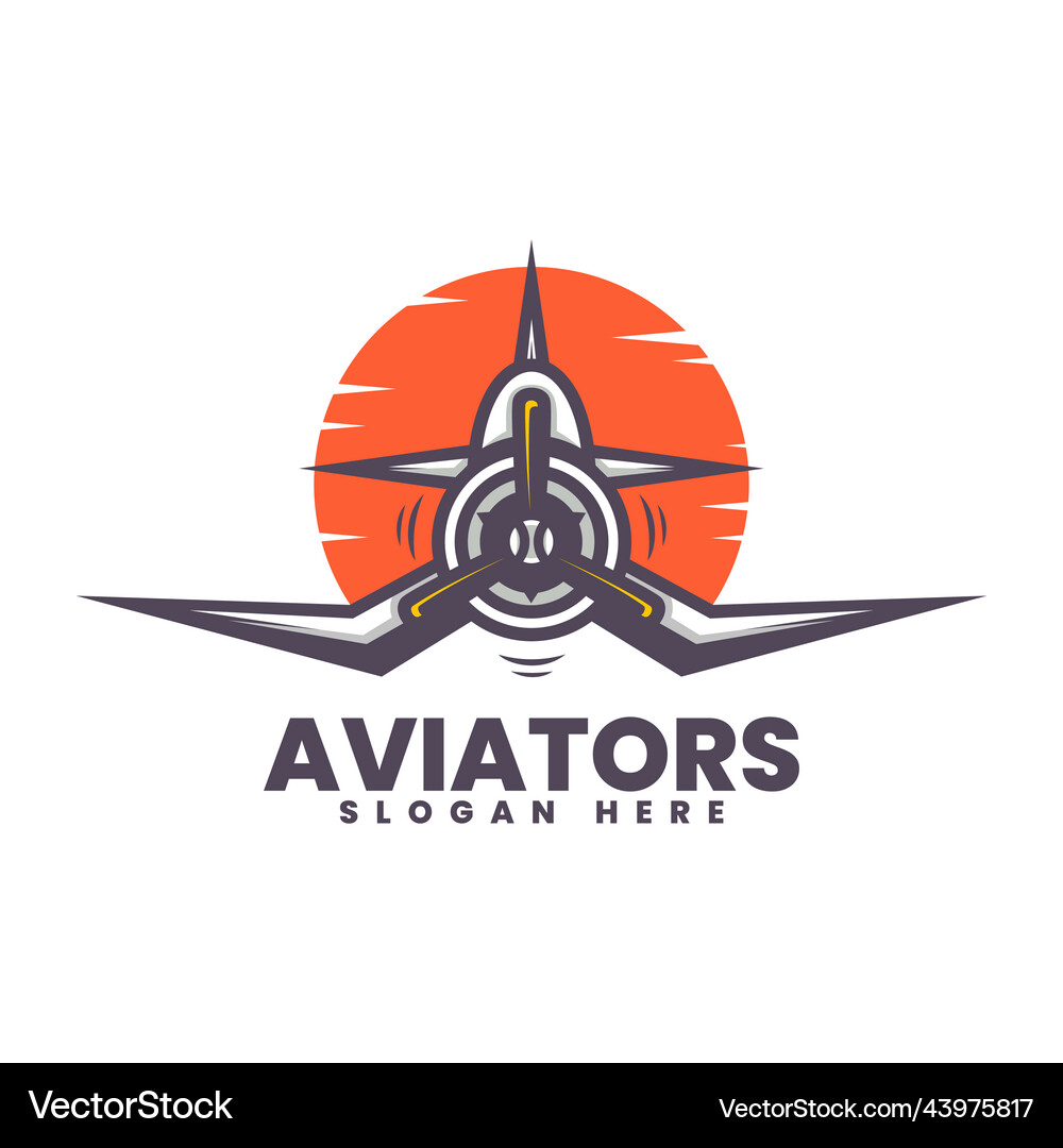 Logo airplane simple mascot style Royalty Free Vector Image