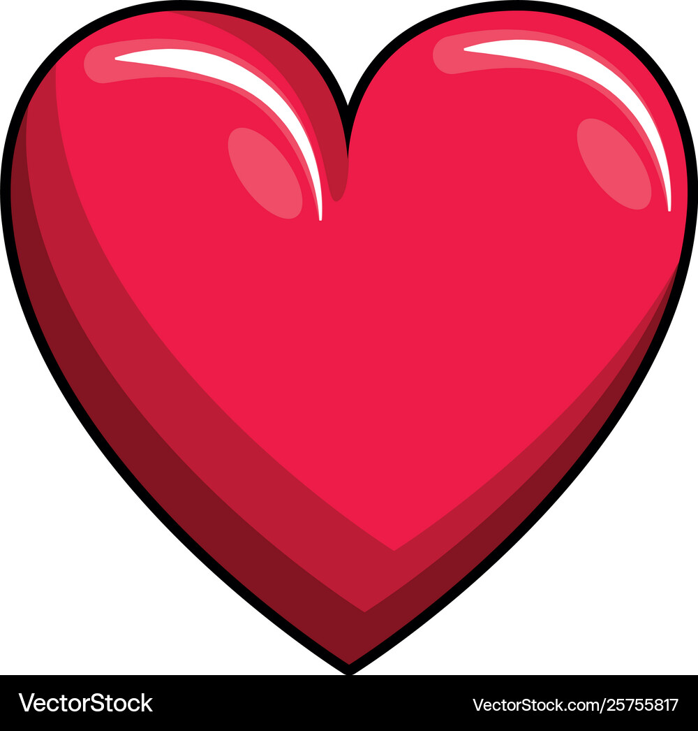 Red heart icon cartoon isolated Royalty Free Vector Image