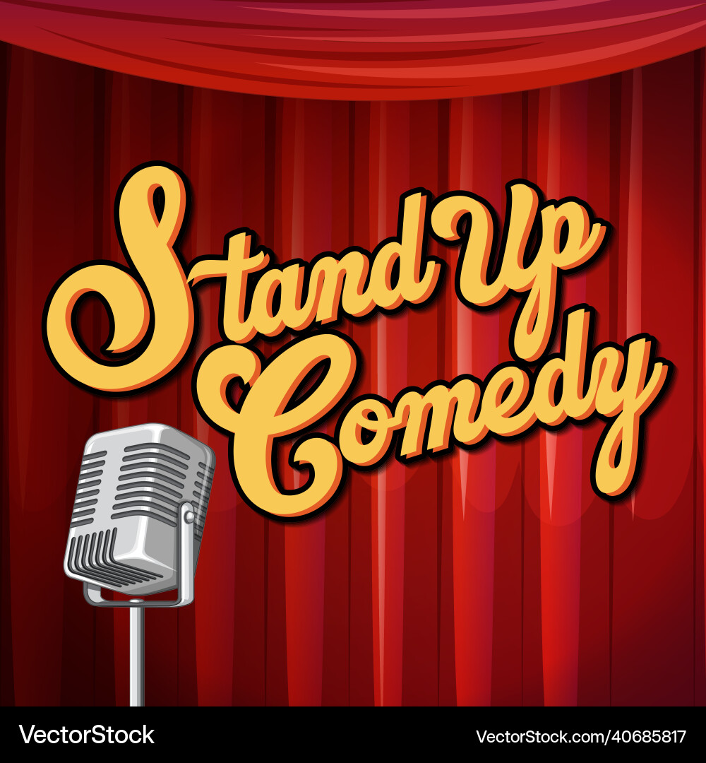Stand up comedy banner with vintage microphone Vector Image