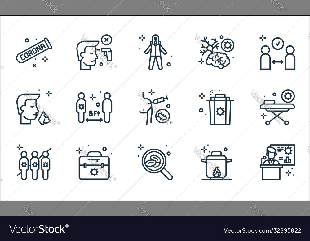 Coronavirus line icons linear set quality Vector Image