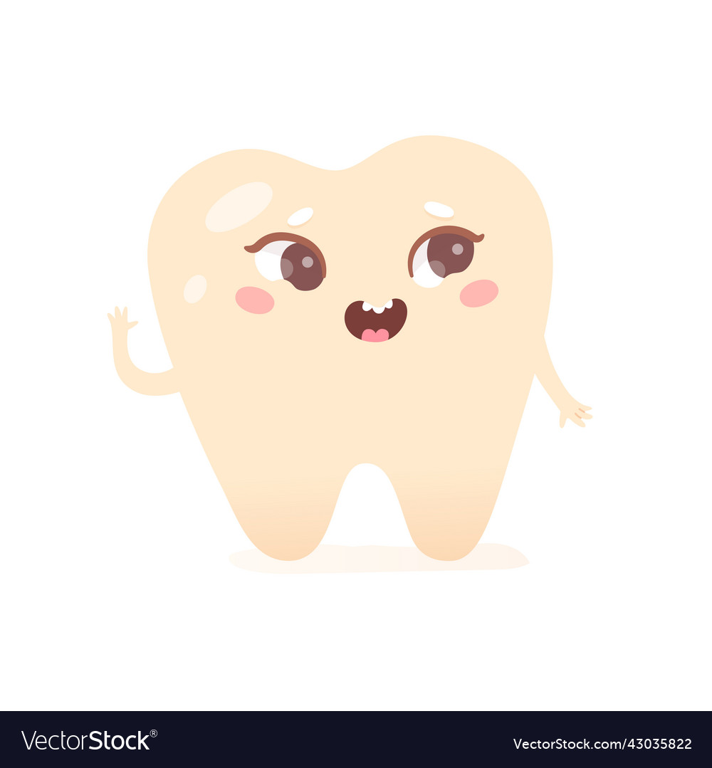 Cute tooth character funny kawaii teeth emoji Vector Image