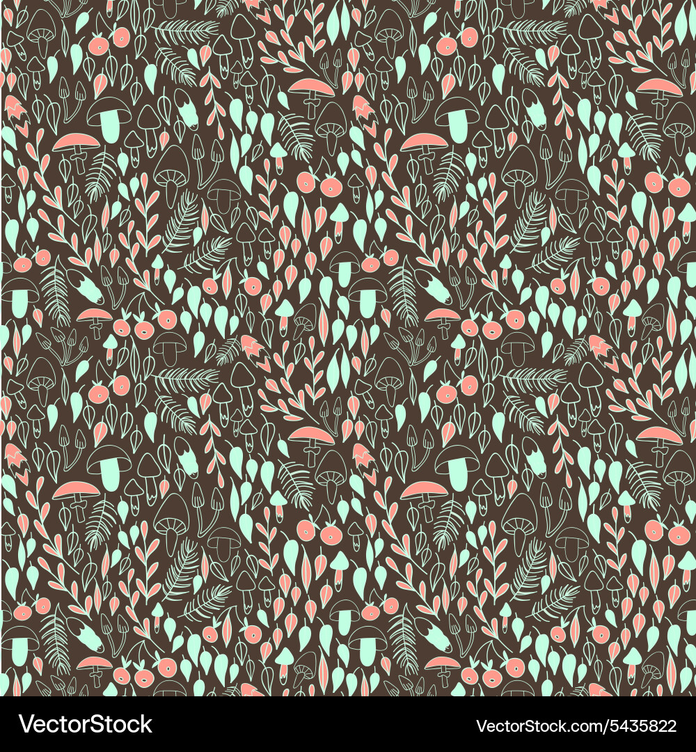 Doodle autumn forest seamless pattern Royalty Free Vector