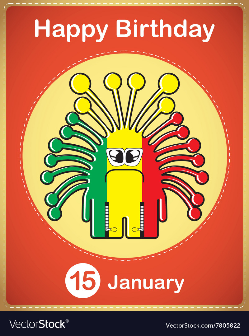 Happy birthday card with cute monster Royalty Free Vector