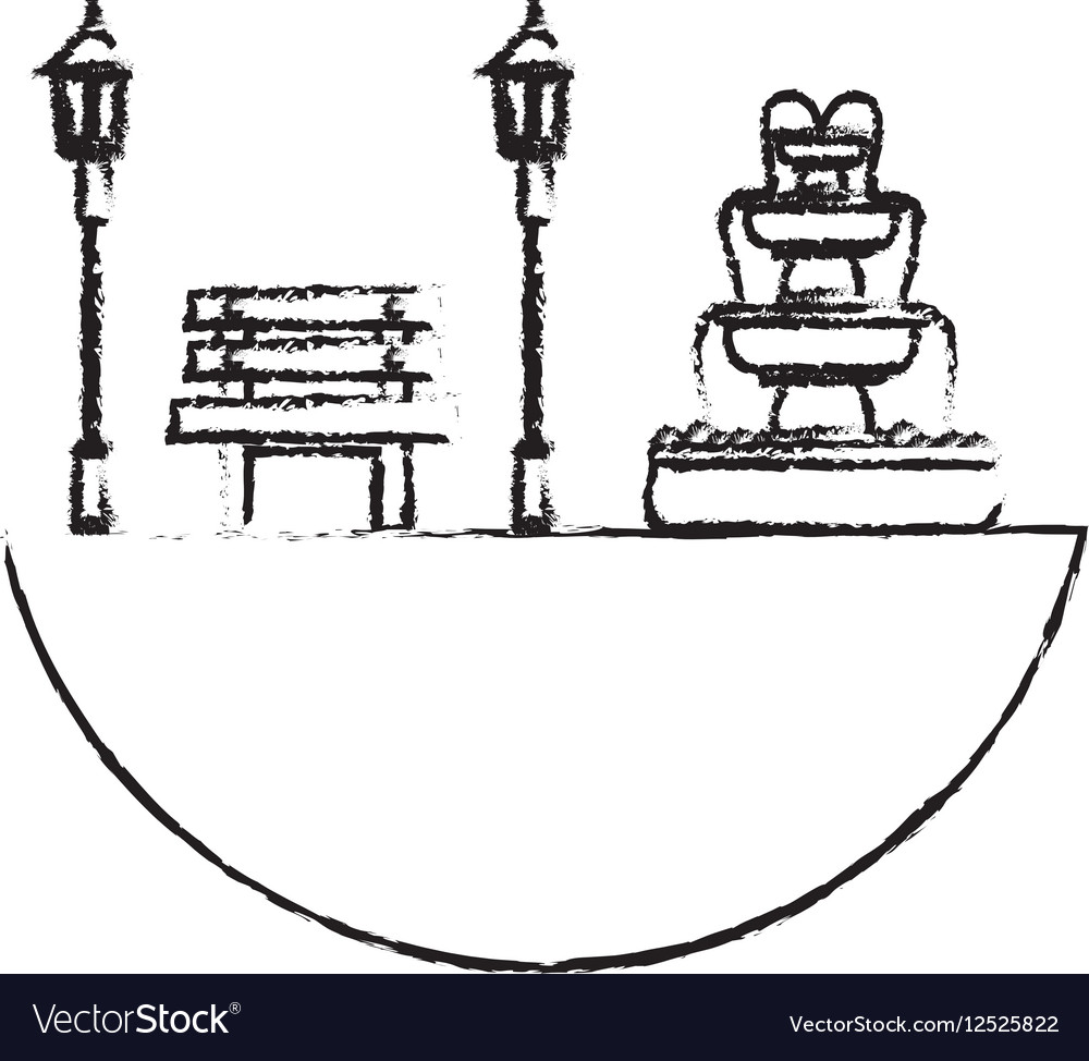 Park with bench lamps and fountain icon image Vector Image