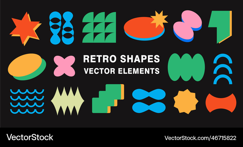 Retro abstract geometric shapes collection set Vector Image