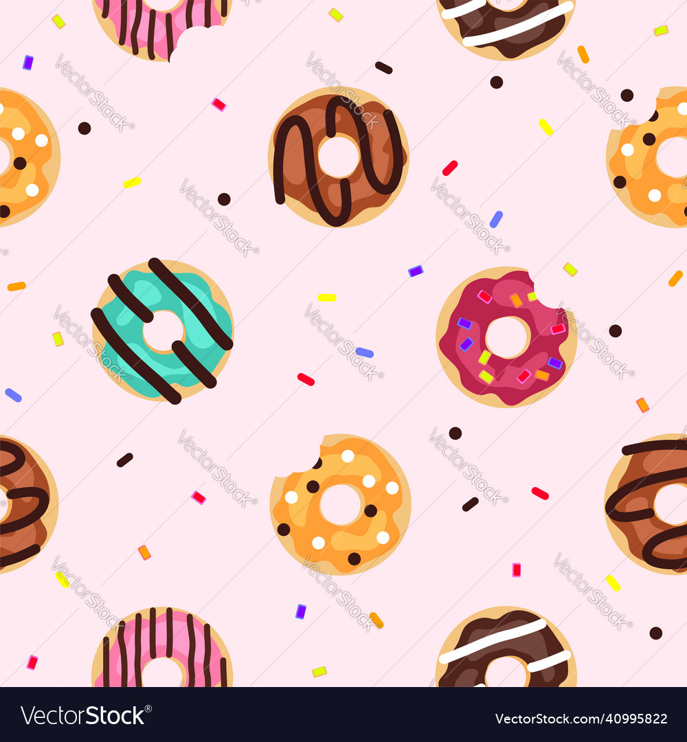 Seamless donut background pattern Royalty Free Vector Image