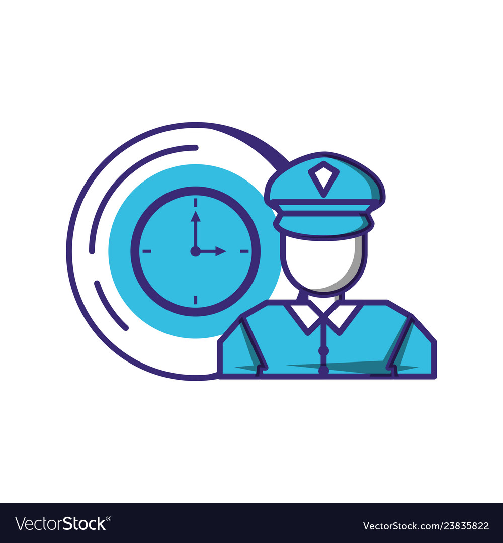 Security agent with time clock Royalty Free Vector Image
