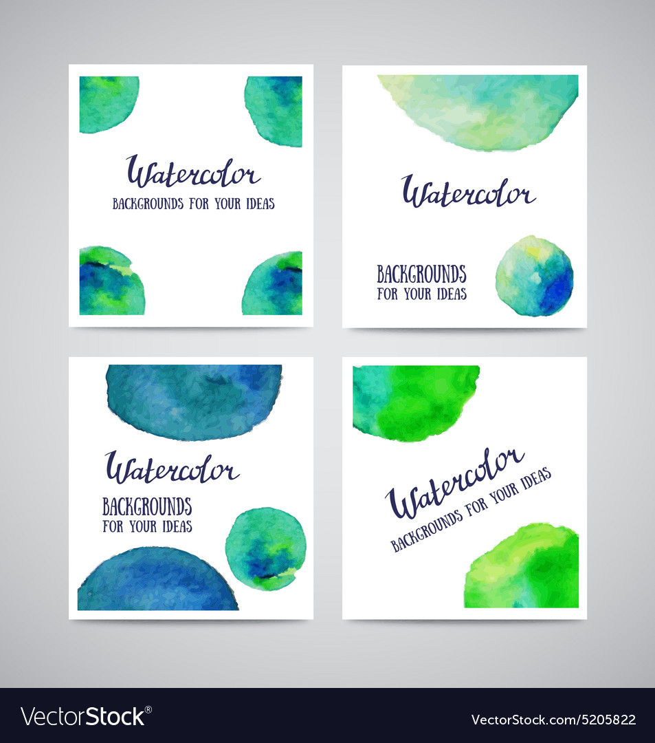Set of banners with green and blue watercolor Vector Image