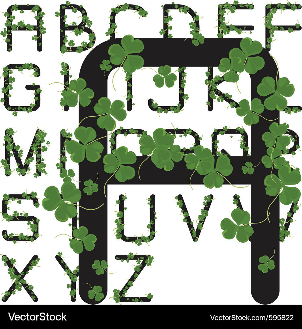 St. Patrick's Shamrock Alphabet Royalty Free Vector Image