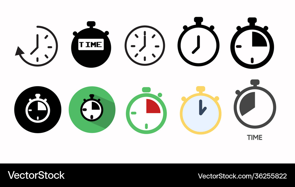 Time watches and chronometer icon set Royalty Free Vector