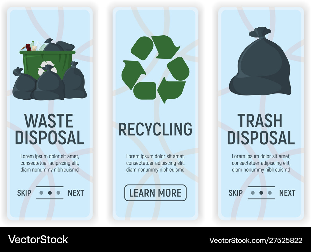 Waste trash disposal and recycling web banner Vector Image