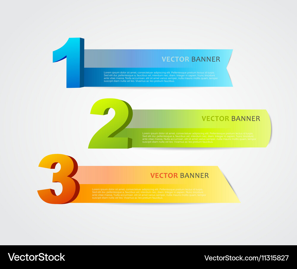 3 horizontal banners with numbers and place Vector Image