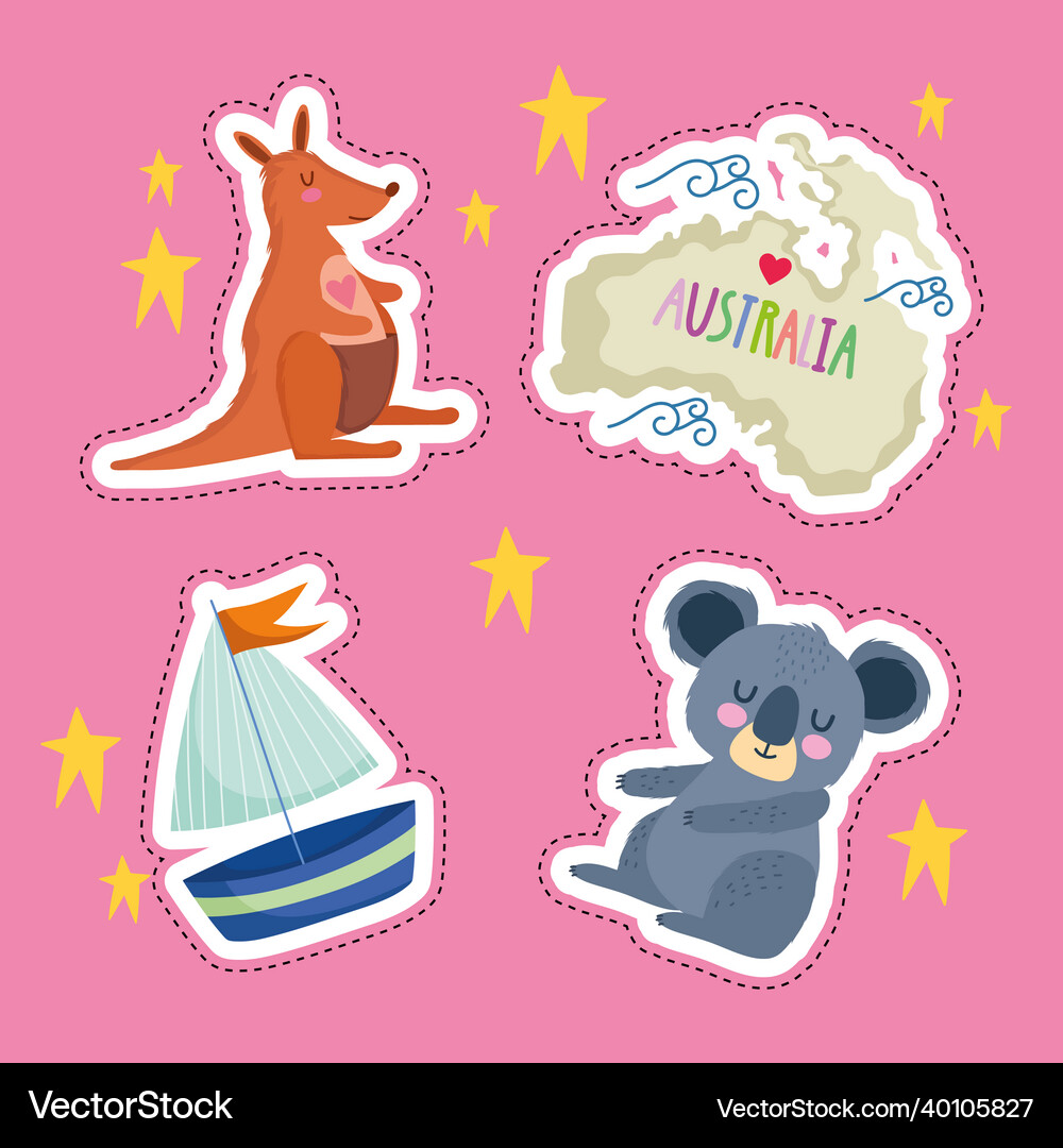 Australia stickers icons Royalty Free Vector Image