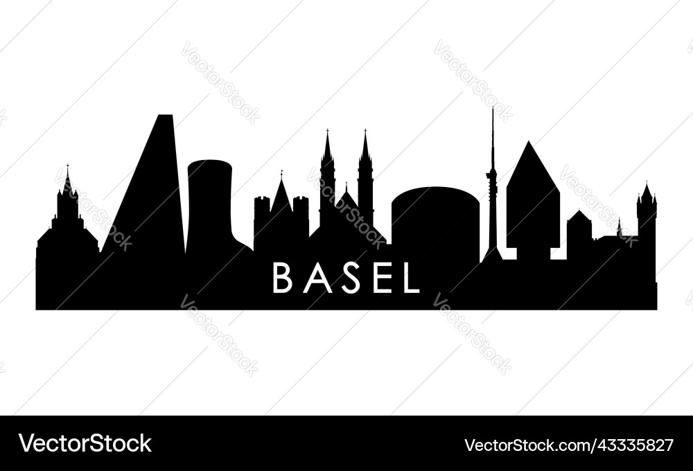 Basel skyline silhouette black city design Vector Image