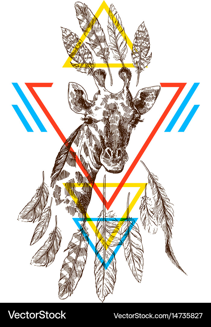 Beautiful hand drawn portrait og Royalty Free Vector Image