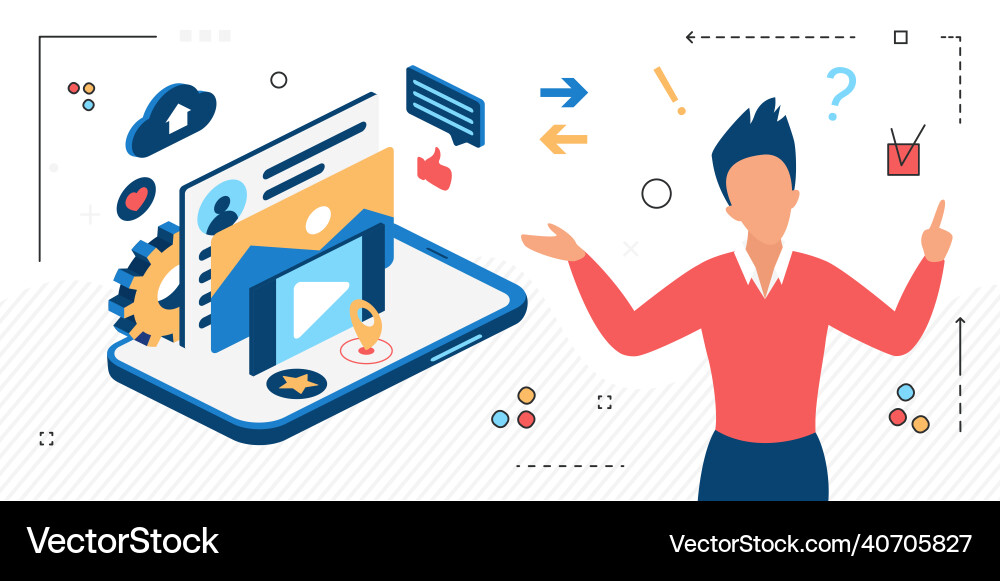 Cartoon social media marketer creating content Vector Image