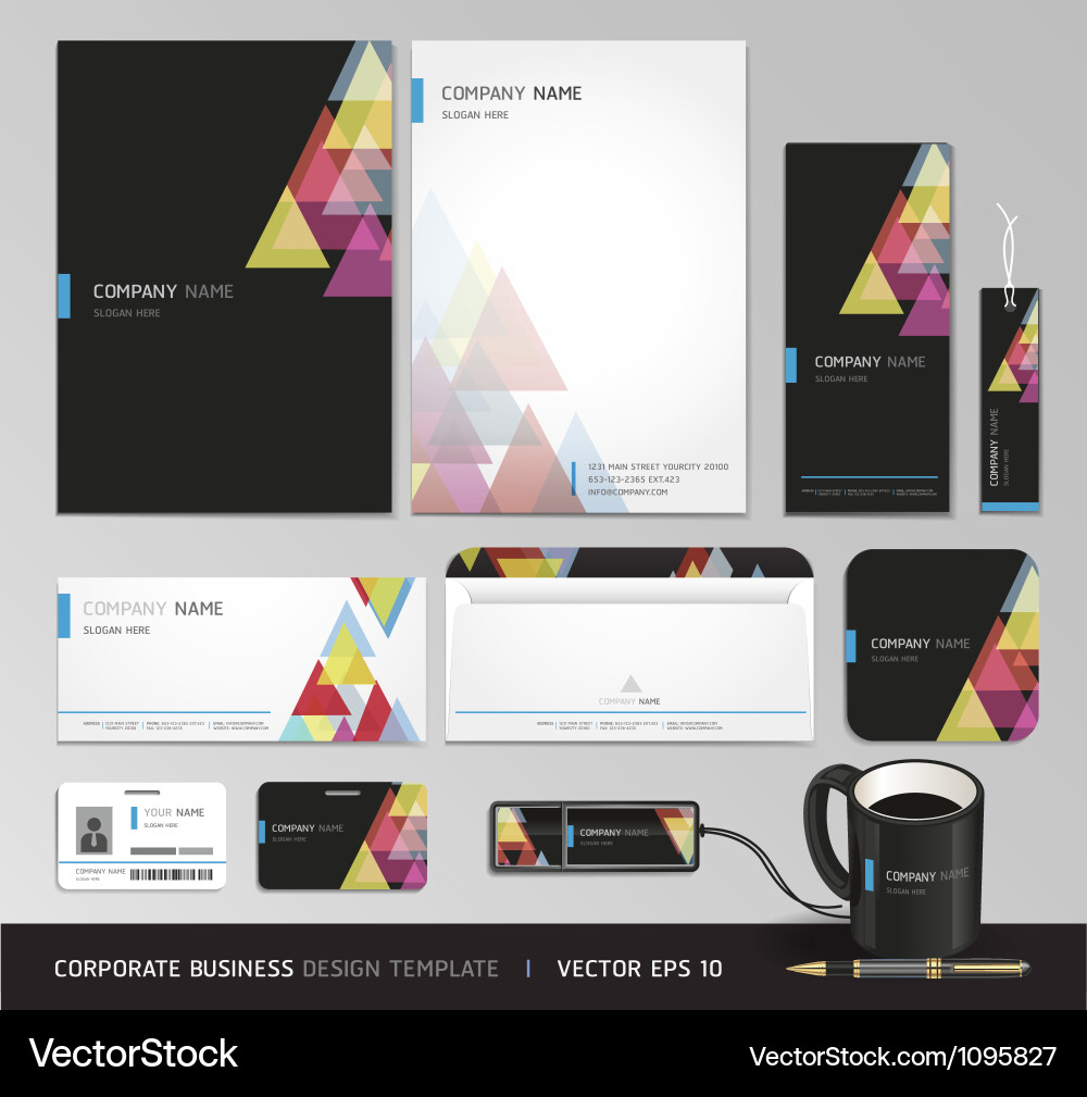 Corporate identity business set design Royalty Free Vector