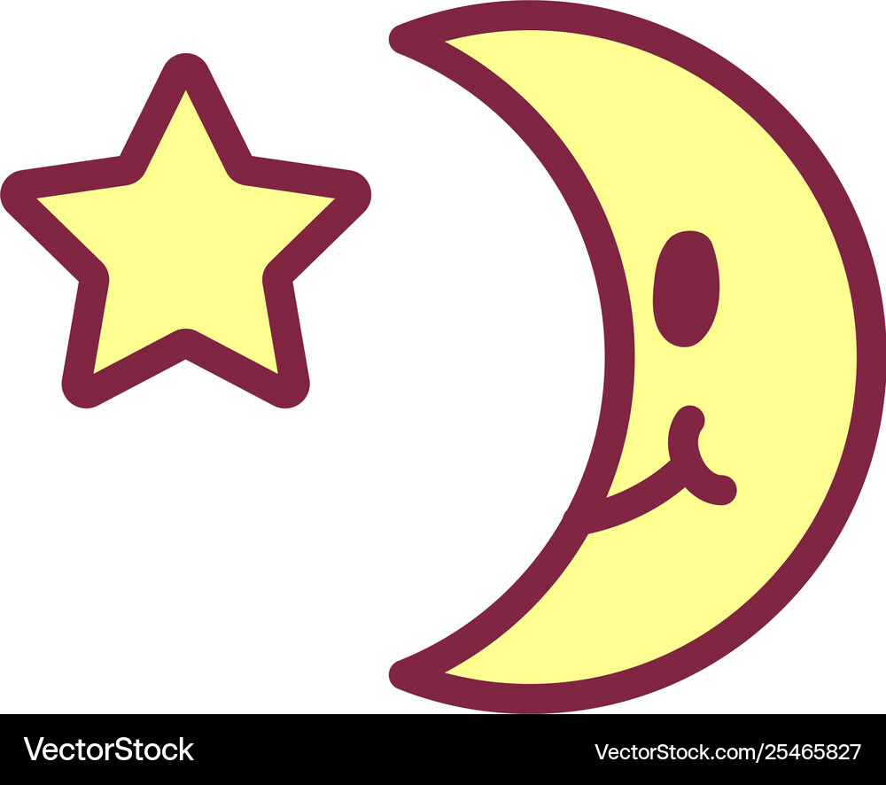 Cute icon happy yellow crescent Royalty Free Vector Image