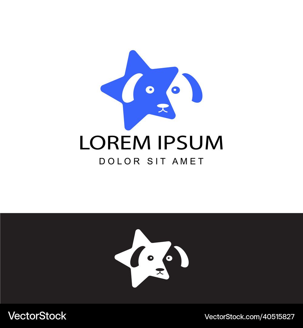 Dog logo template design with star Royalty Free Vector Image