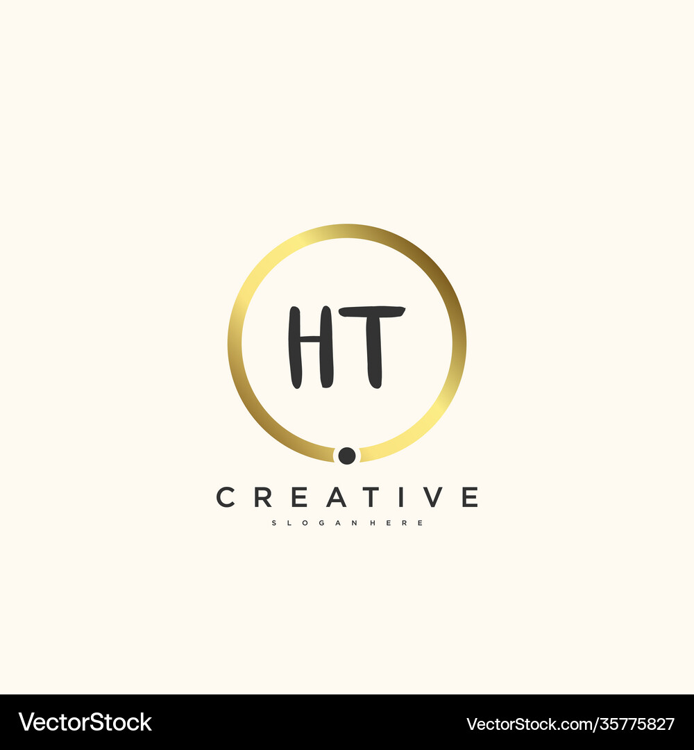 Ht beauty initial logo handwriting logo art Vector Image