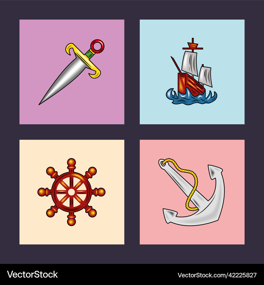 Icons tattoo old school Royalty Free Vector Image