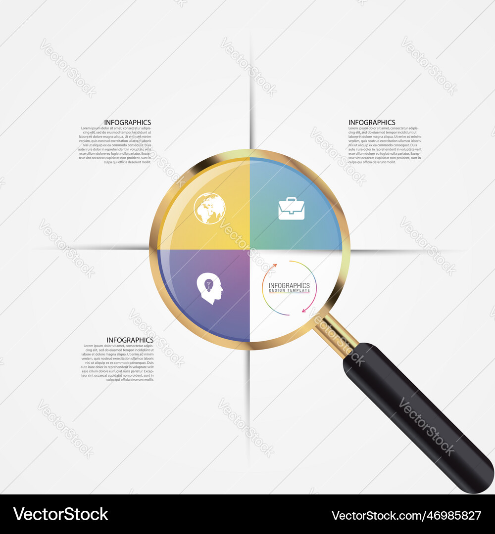 Infographic with a magnifying glass Royalty Free Vector