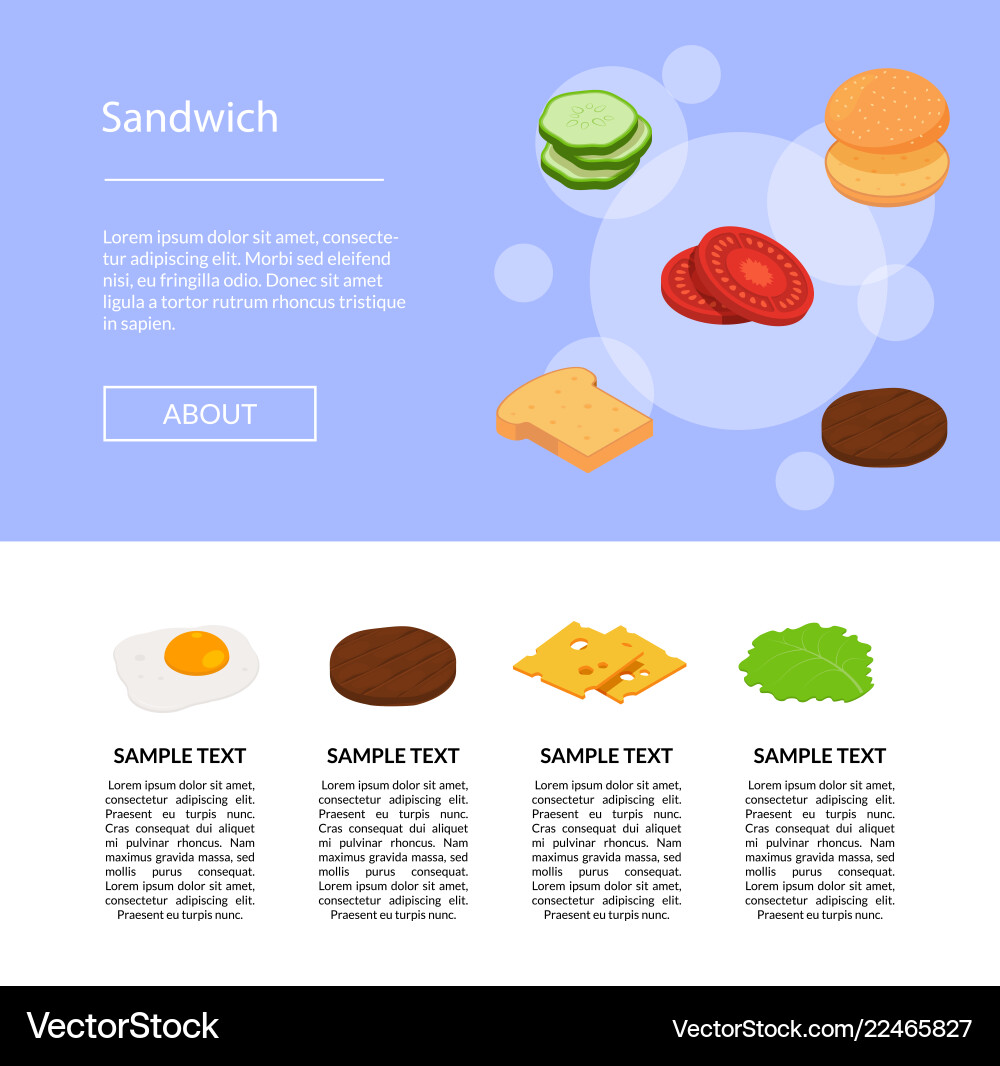 Isometric burger ingredients of set Royalty Free Vector