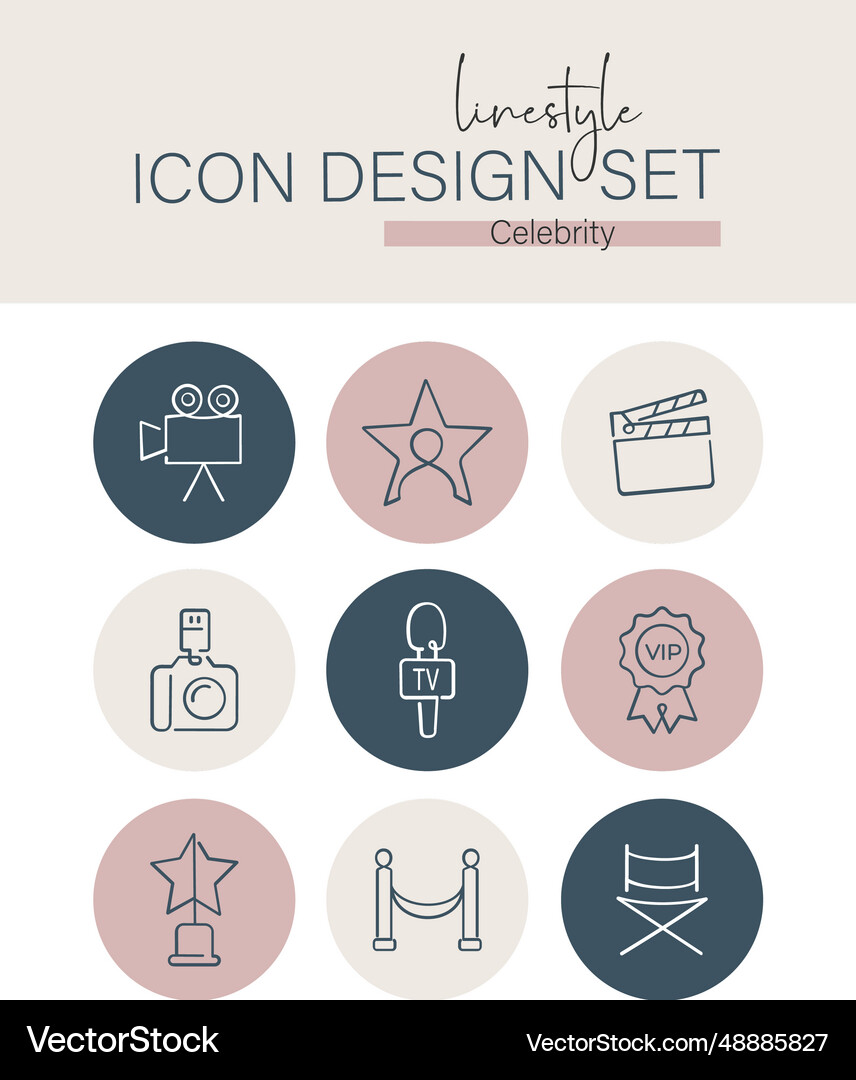 Linestyle Icon Design Set Celebrity Royalty Free Vector