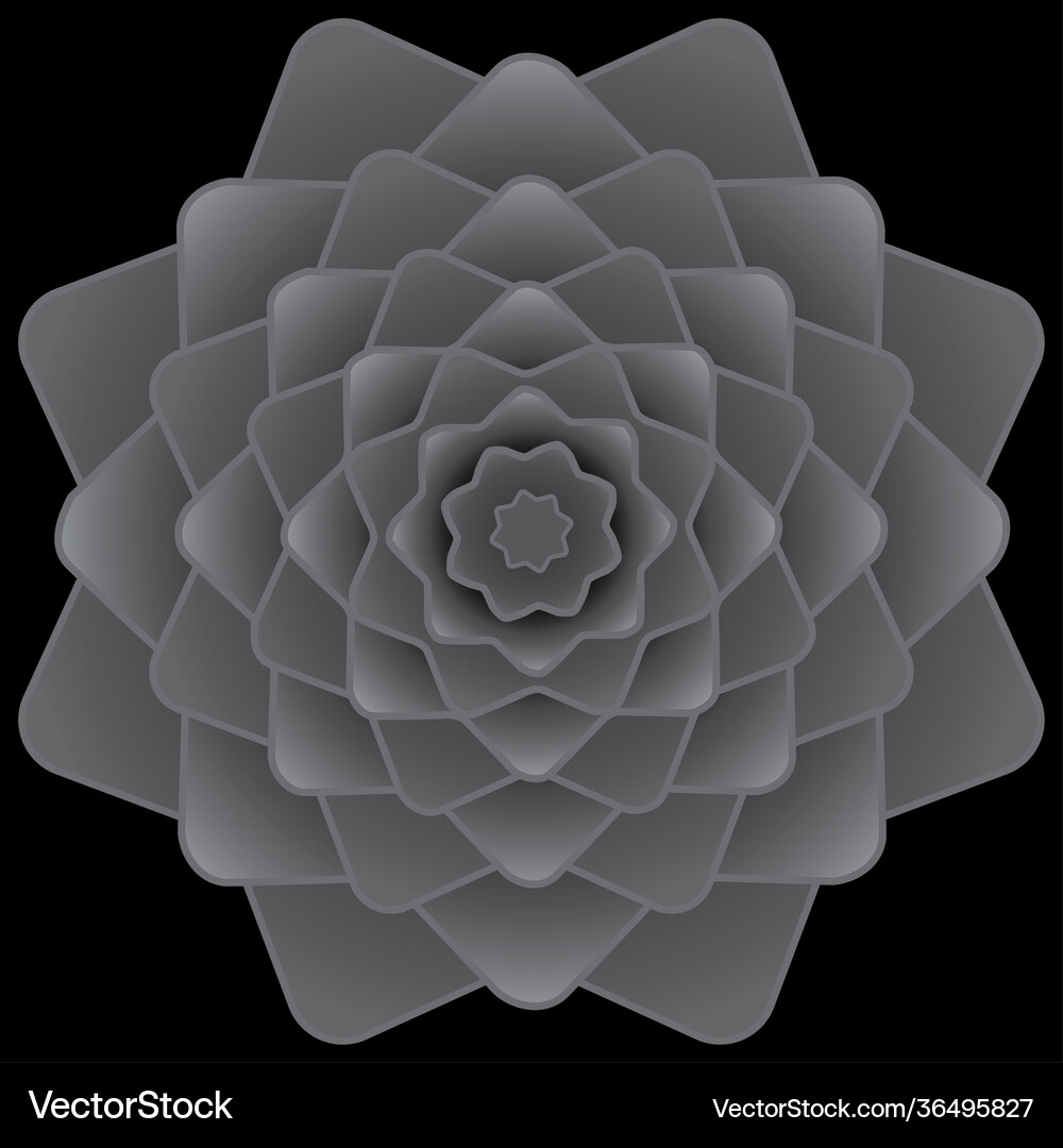 Mandala fractal gray pattern spiral Royalty Free Vector