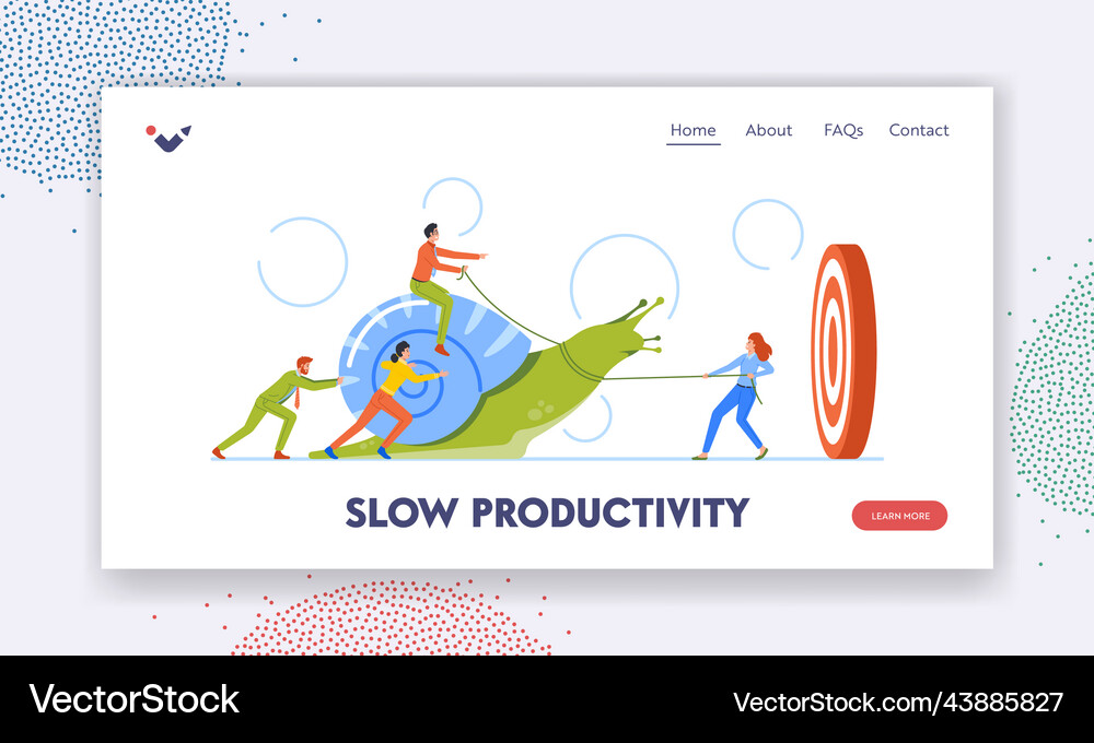 Slow productivity landing page template Royalty Free Vector