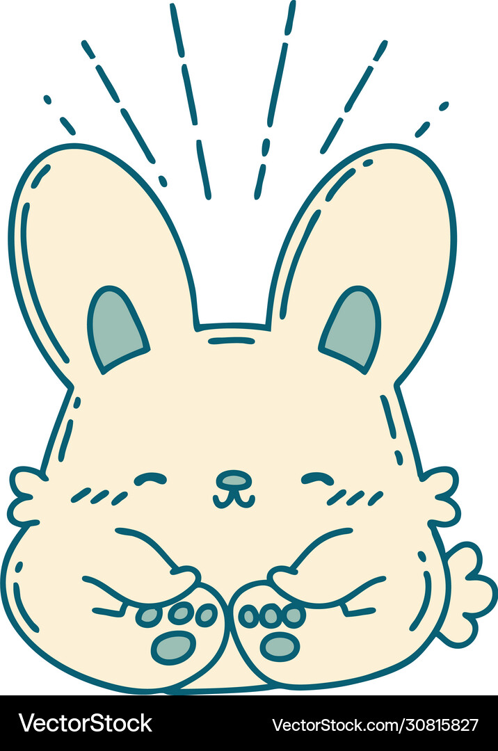 Traditional tattoo style happy rabbit Royalty Free Vector