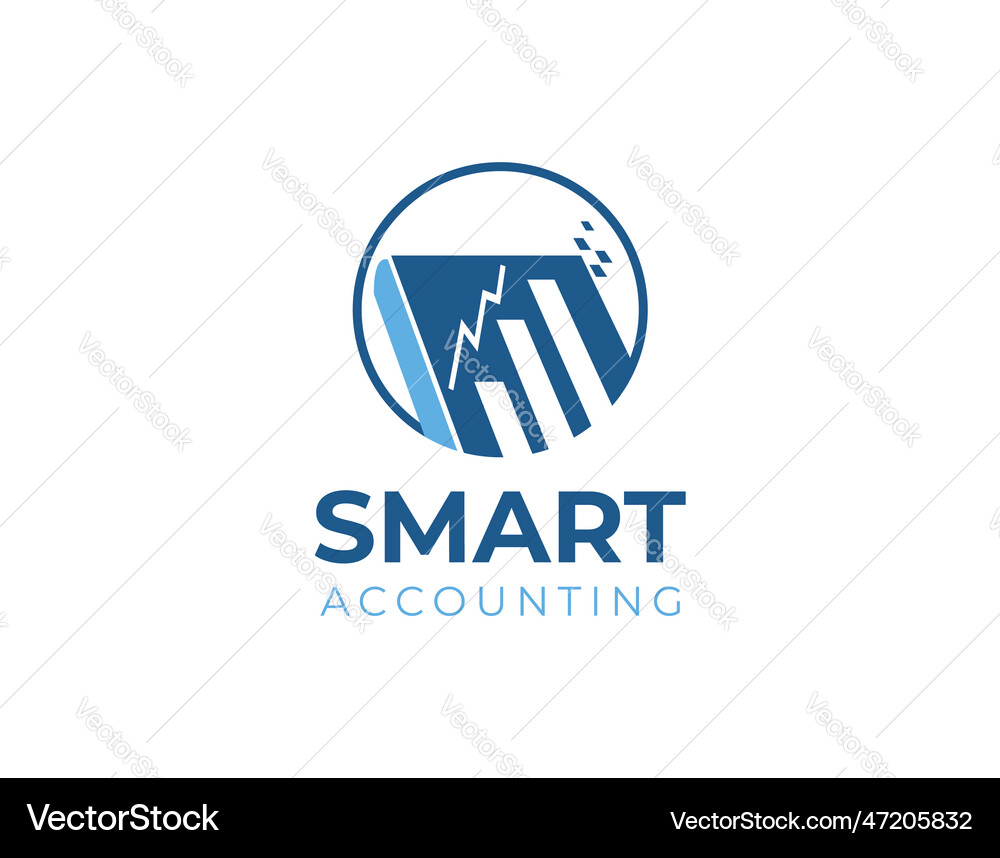 Circle blue accounting book logo design template Vector Image