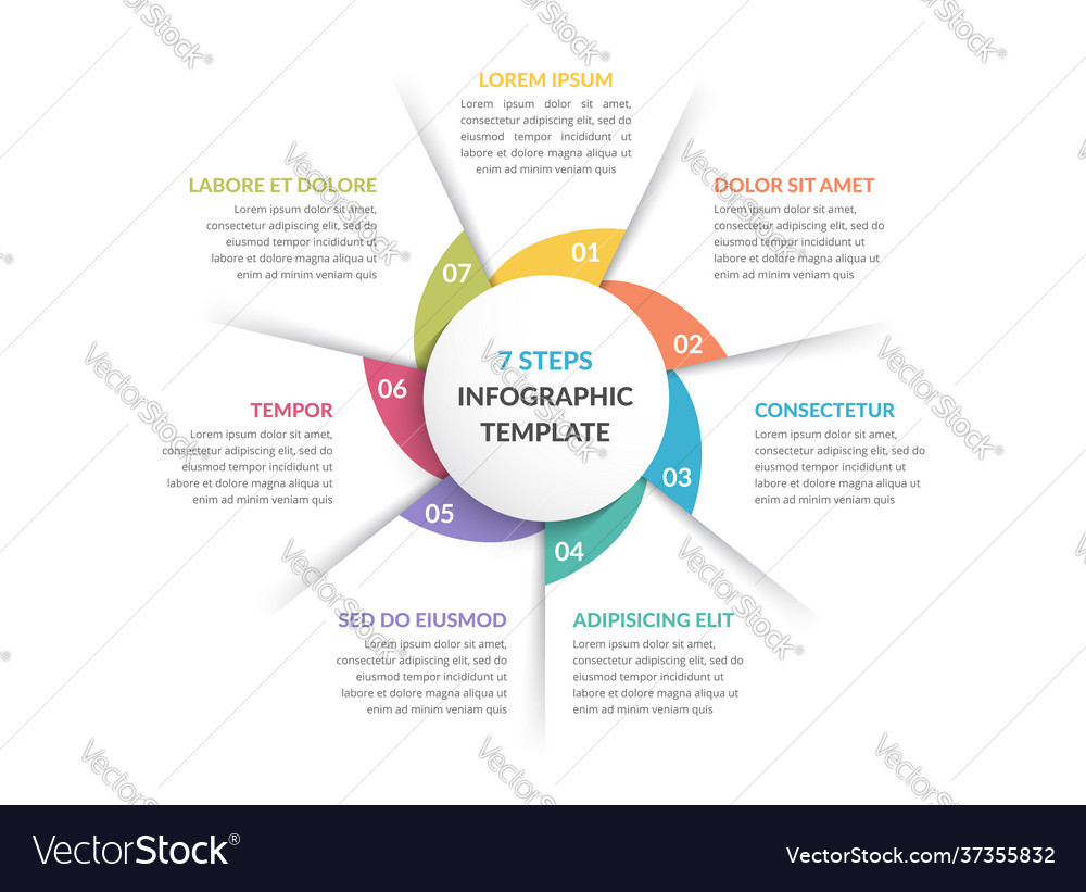Circle diagram - seven elements Royalty Free Vector Image Circle diagram - seven elements Royalty Free Vector Image
