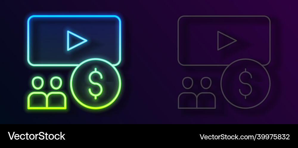 Glowing neon line cinema auditorium with screen Vector Image
