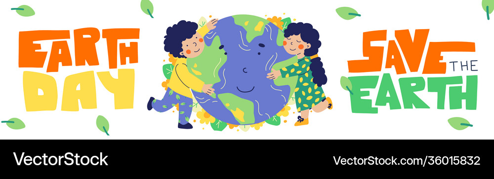 Hand drawn save earth lettering for print Vector Image