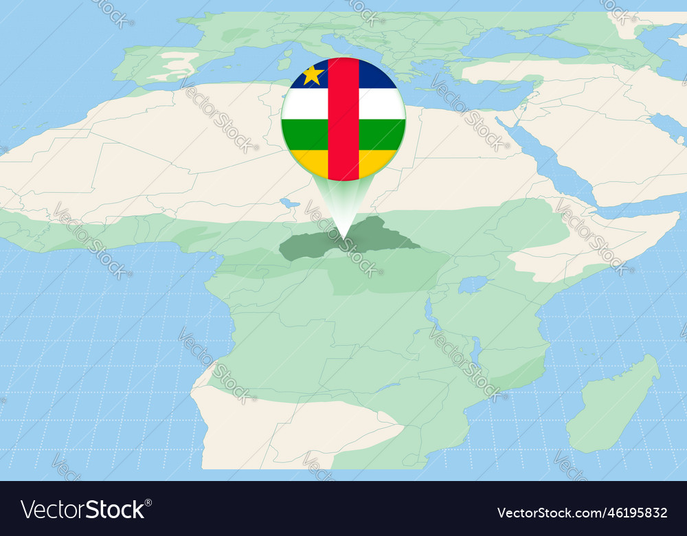 Map of central african republic with the flag Vector Image