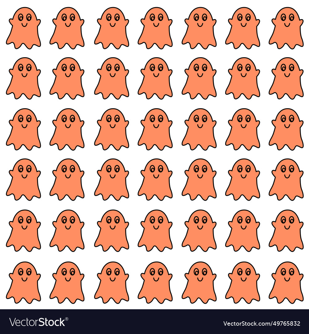 Orange cute halloween ghosts pattern Royalty Free Vector