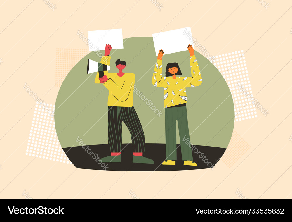 People taking part protest parade or rally Vector Image