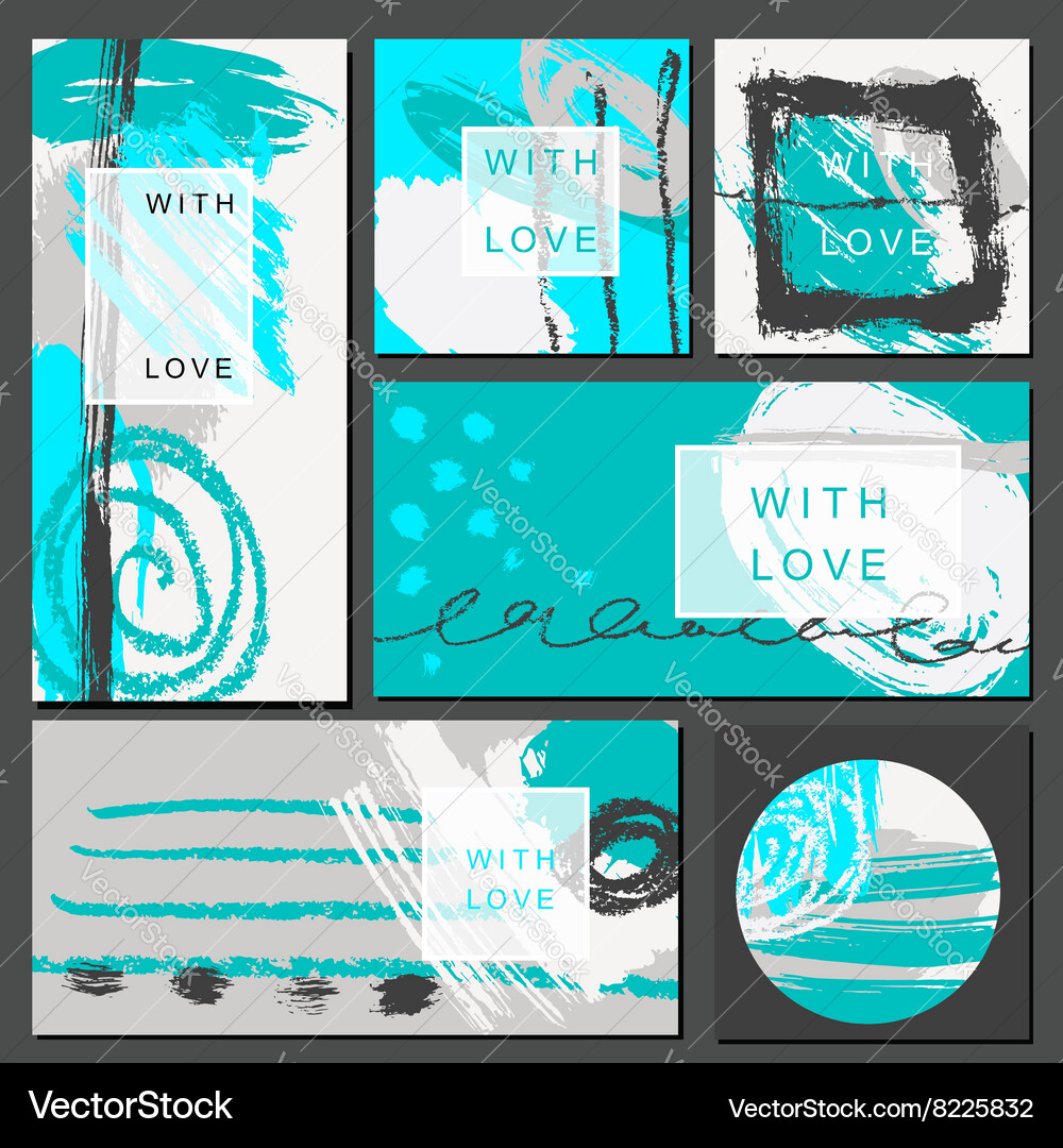 Set of universal cards hand drawn textures Vector Image