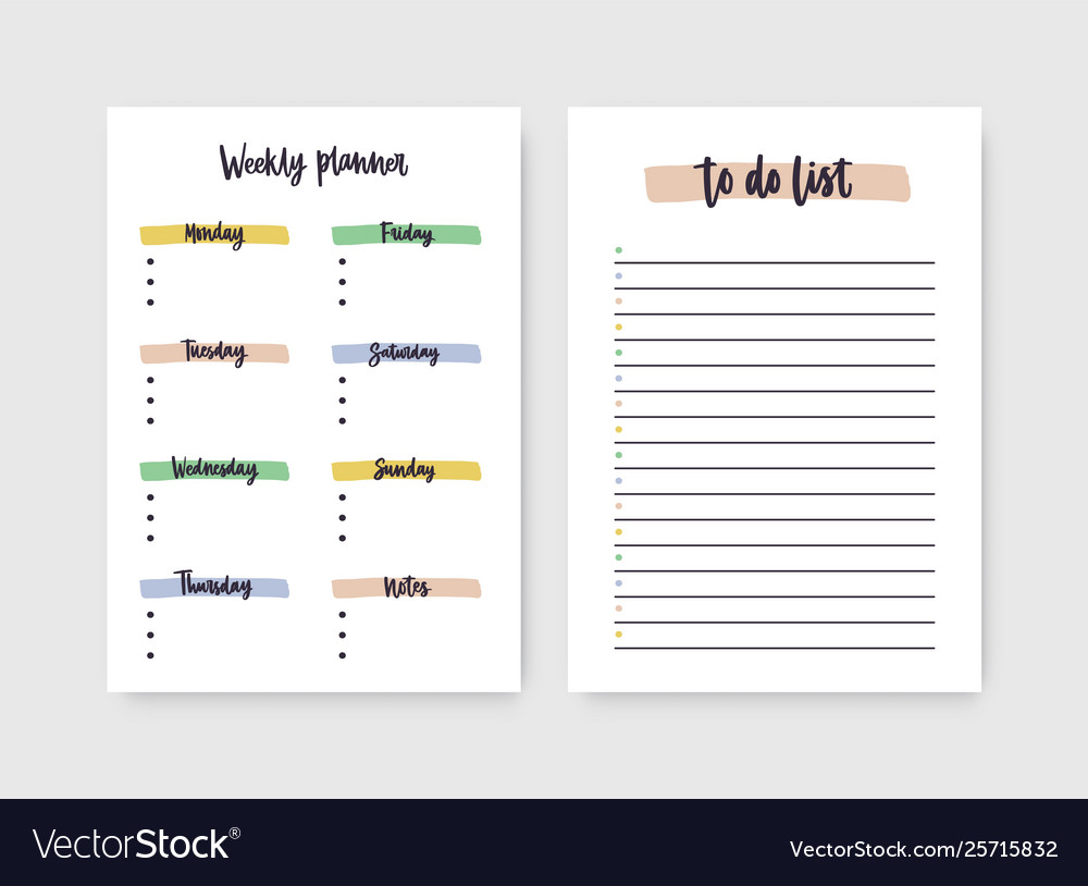Set Weekly Planner And To do list Templates Vector Image