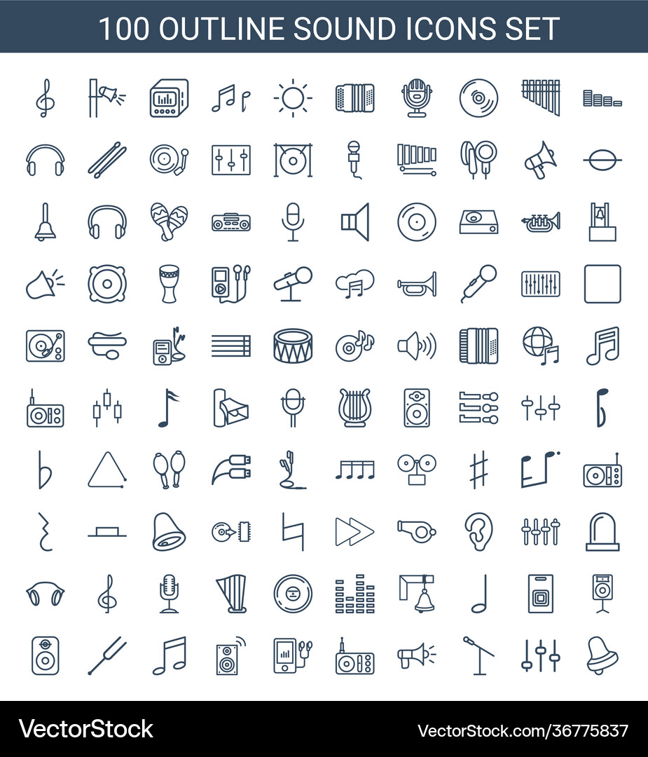 100 sound icons Royalty Free Vector Image - VectorStock