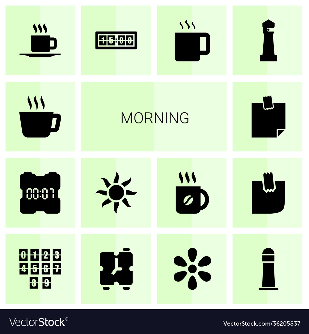 14 morning icons Royalty Free Vector Image - VectorStock