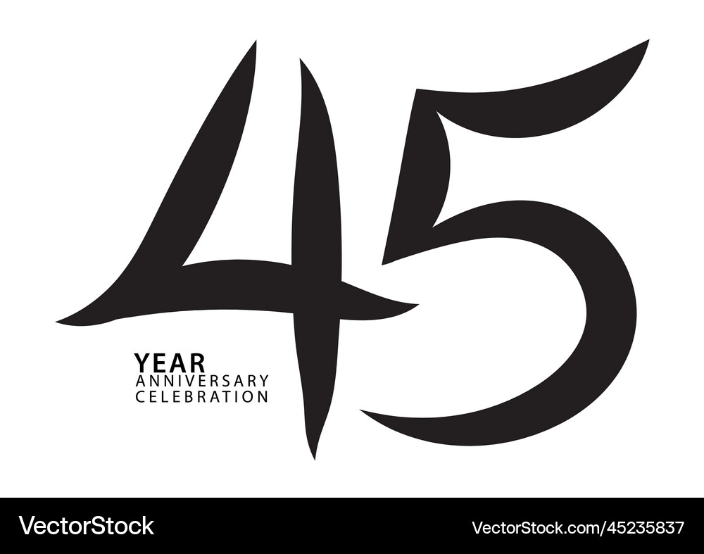 45 year anniversary celebration black color Vector Image