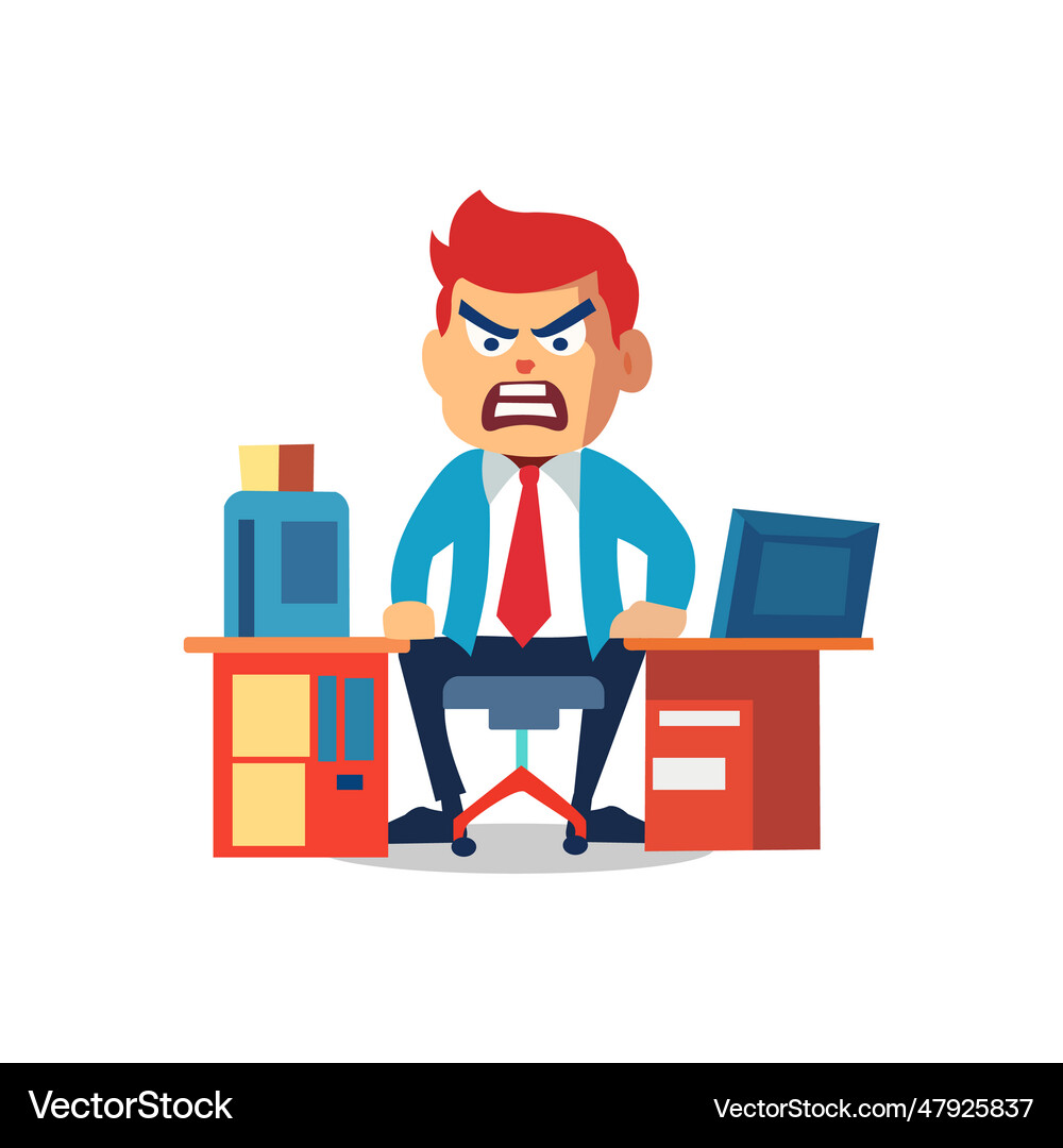 Angry and exasperated employee character Vector Image
