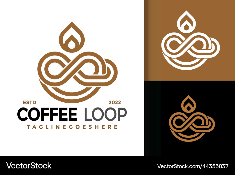 Coffee infinity logo design brand identity logos Vector Image