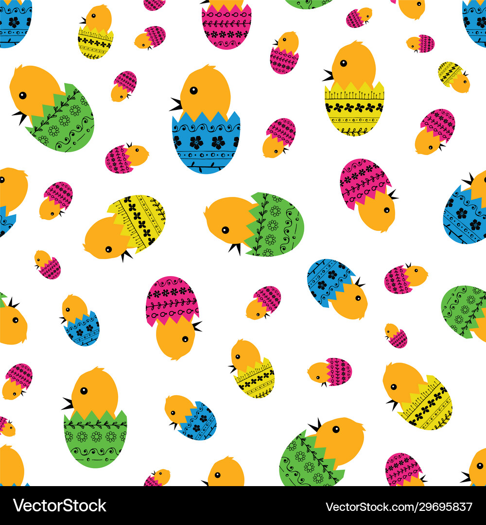 Cute seamless pattern background chicken Vector Image